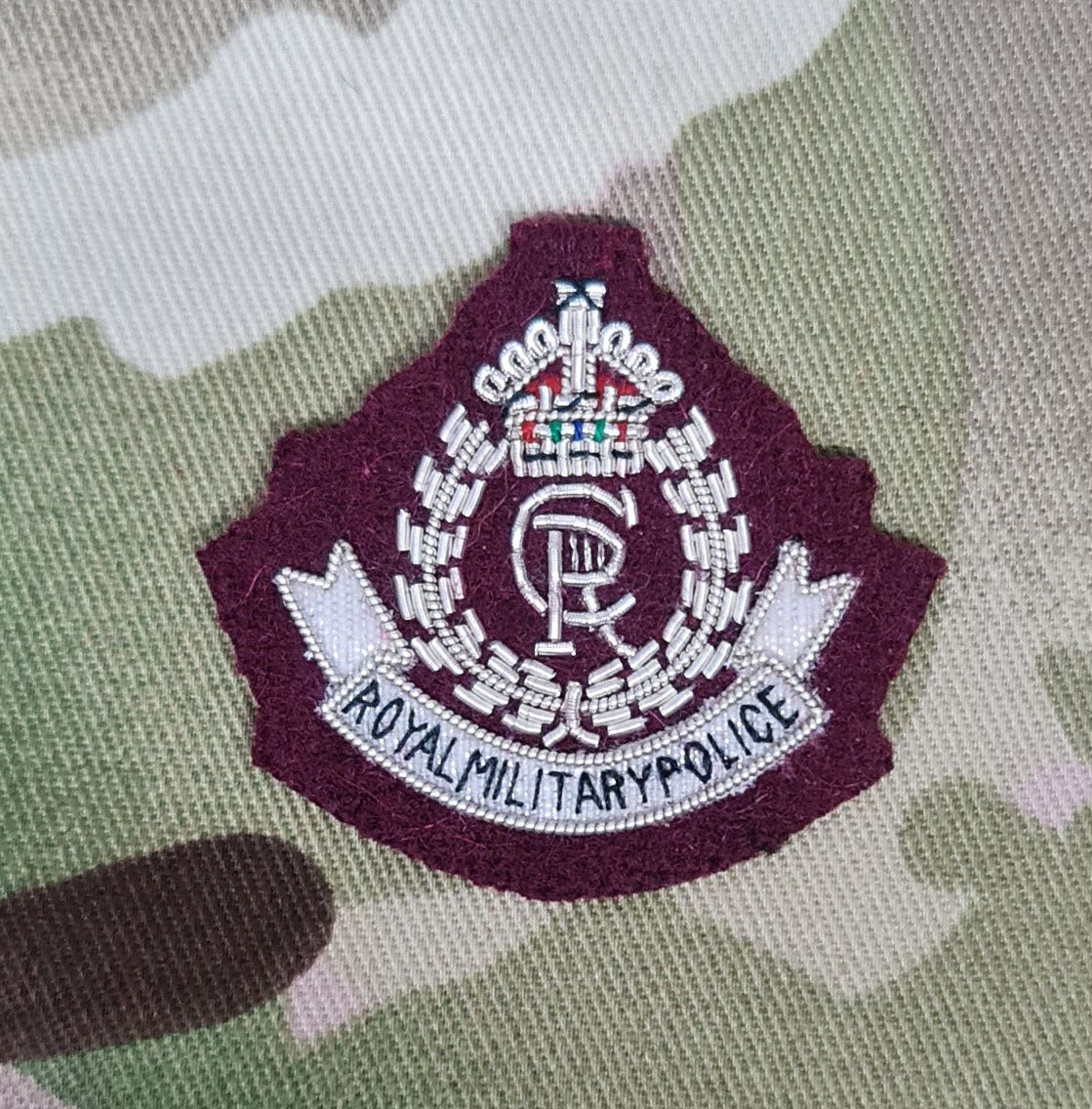 British Military Police Logo RMP Black On Olive Rank Slide Epaulette